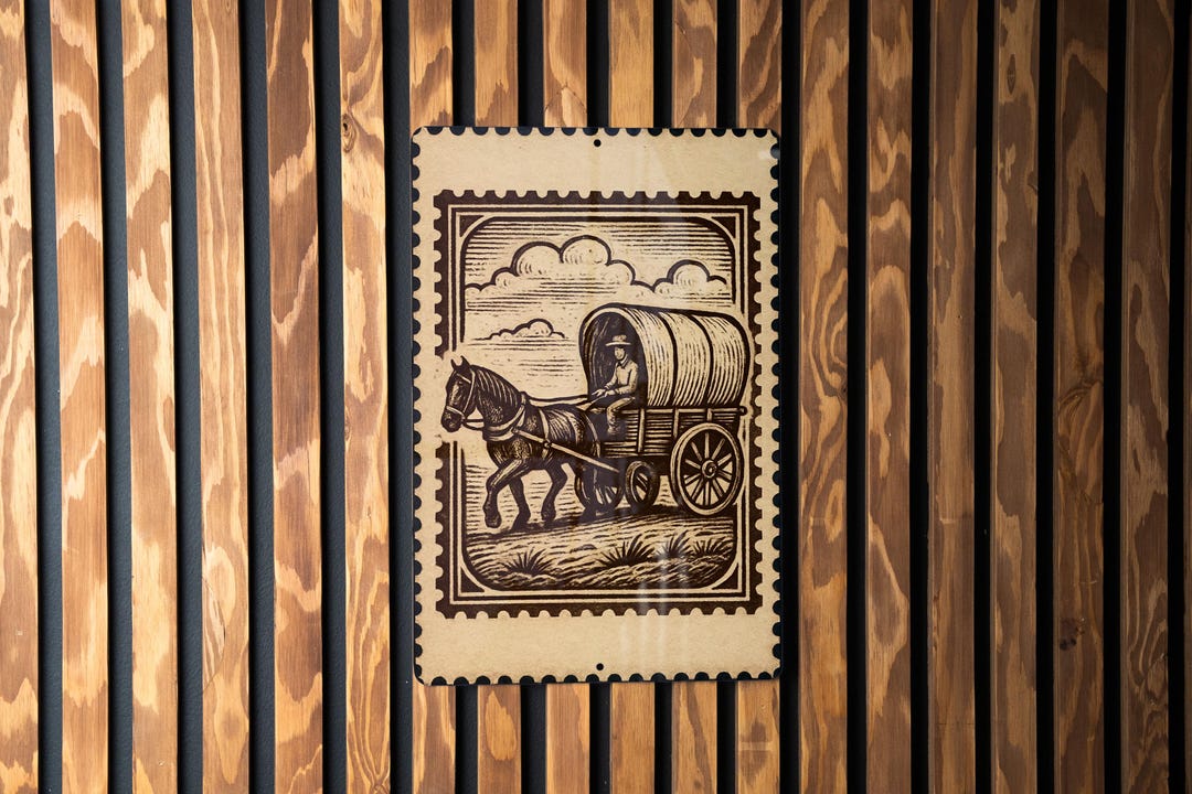 Vintage Horse Drawn Wagon Metal Sign – Rustic Western Decor, Farmhouse ...