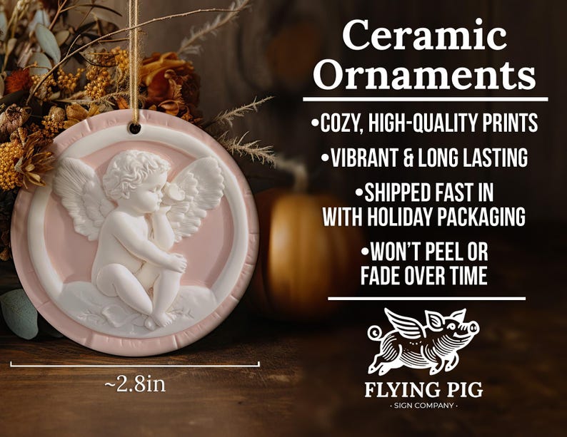Elegant Ceramic Cupid Silhouette Ornament, Circular Design, Cupid Decor ...