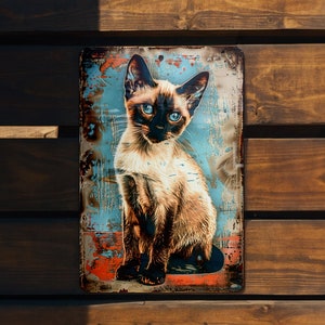 Siamese Cat Vintage Sign, Funny Metal Decor, Retro Wall Art, Cat Lover ...