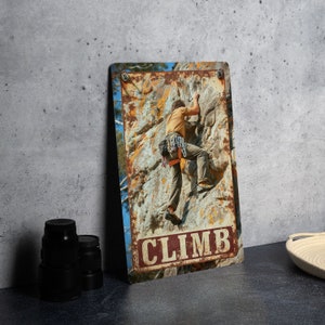 Vintage Style Metal Sign, Rock Climbing Decor, CLIMB Wall Art, Retro ...