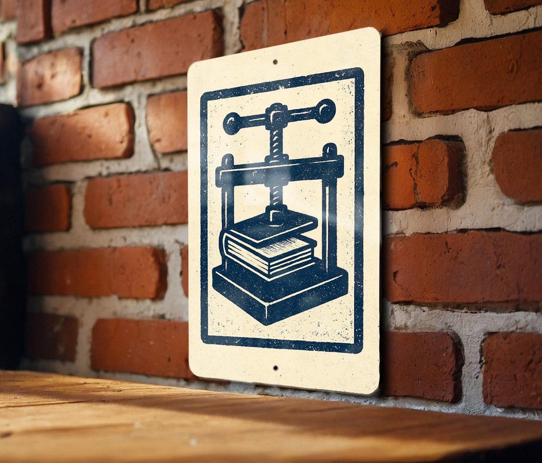 Vintage Bookbinding Press Stamp Art | Custom Metal Wall Sign ...