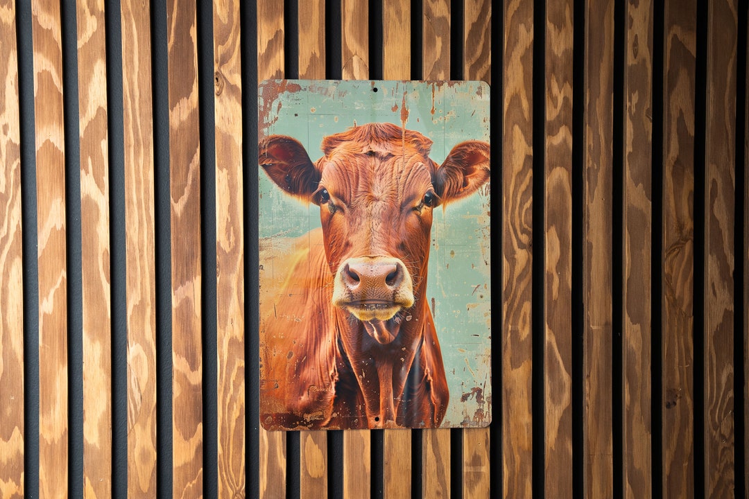 Brahman Cattle Vintage Metal Sign, Rustic Farmhouse Decor, Country Wall ...