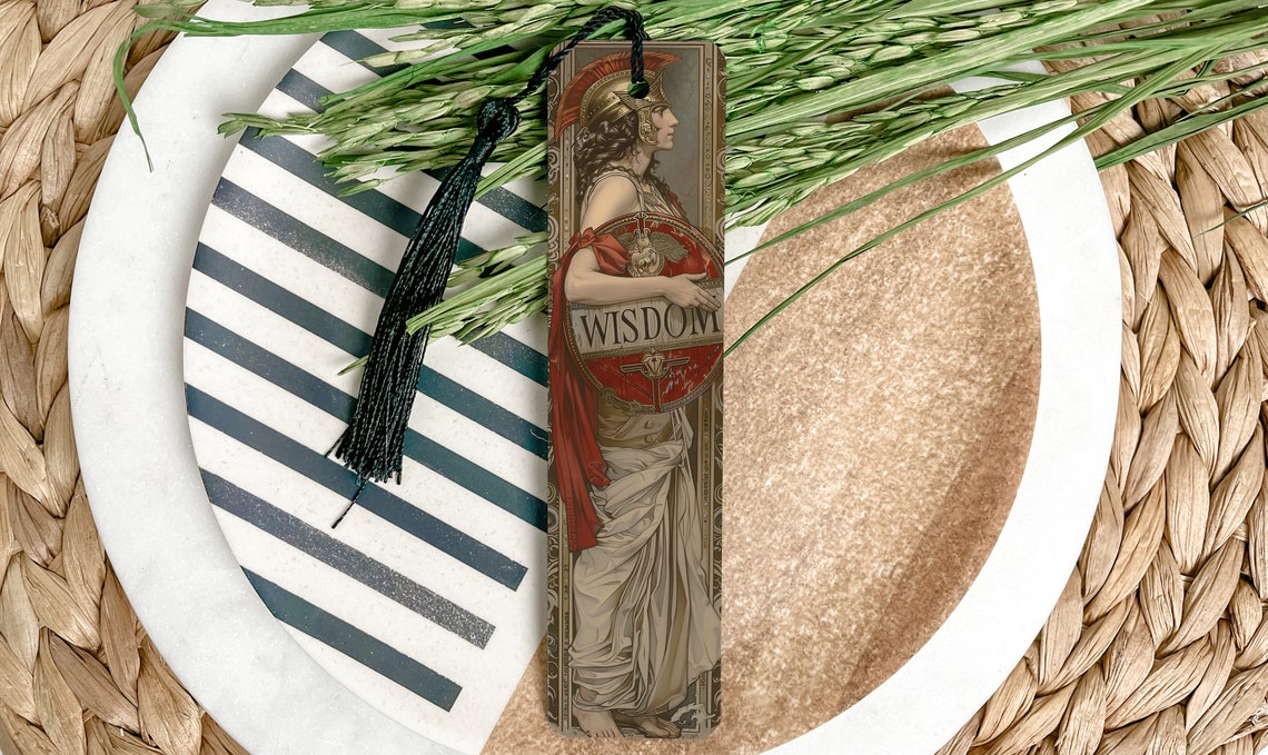 Athena Greek Goddess Bookmark, Wisdom Shield Design, Metal Bookmark ...