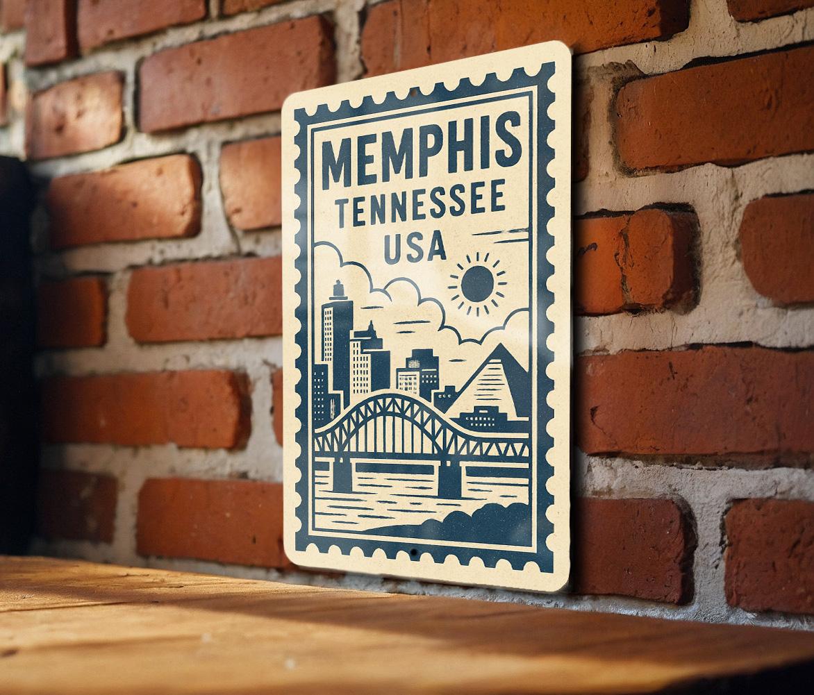 Memphis Tennessee Stamp Style Metal Sign – Vintage Wall Art, Retro ...