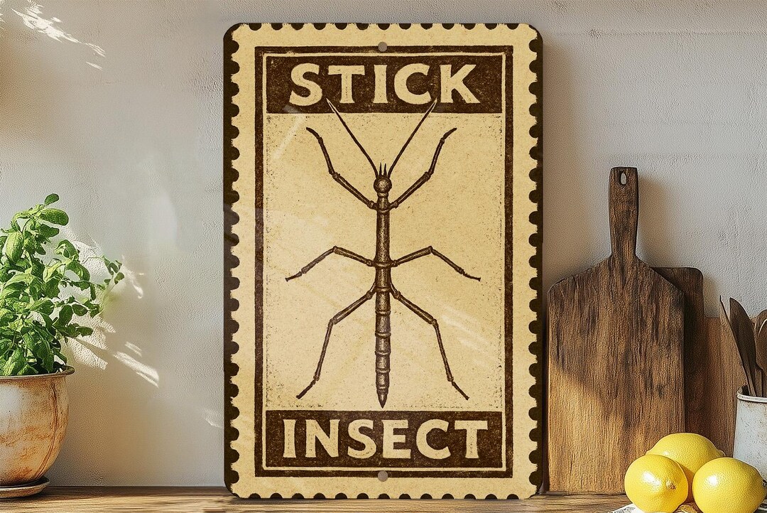 Stick Insect Metal Sign – Vertical Vintage Stamp Style Wall Art for ...