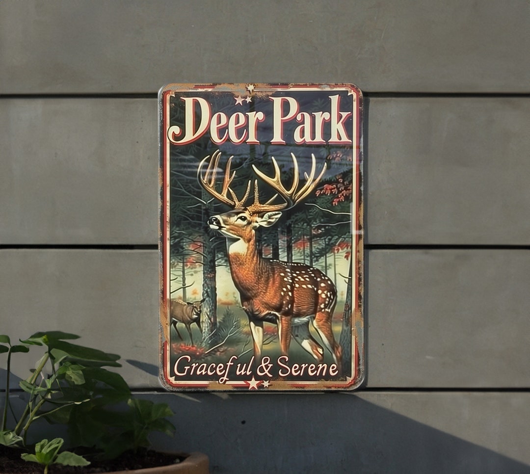 Deer Park Vintage Metal Sign - Rustic, Wildlife Decor, Wall Art, Deer ...