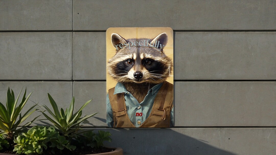 Respectfully No Serious Raccoon Funny Metal Sign, Raccoon Humor, Quirky ...