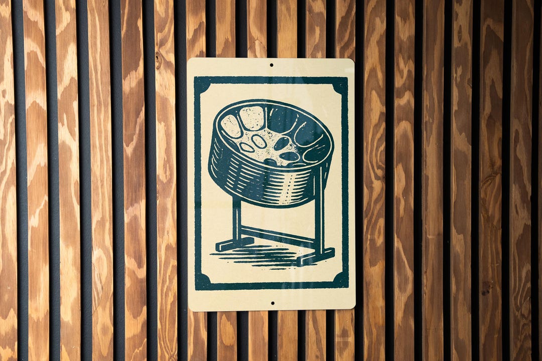 Steel Drum Metal Sign – Caribbean Stamp Style Wall Art, Tropical Music ...