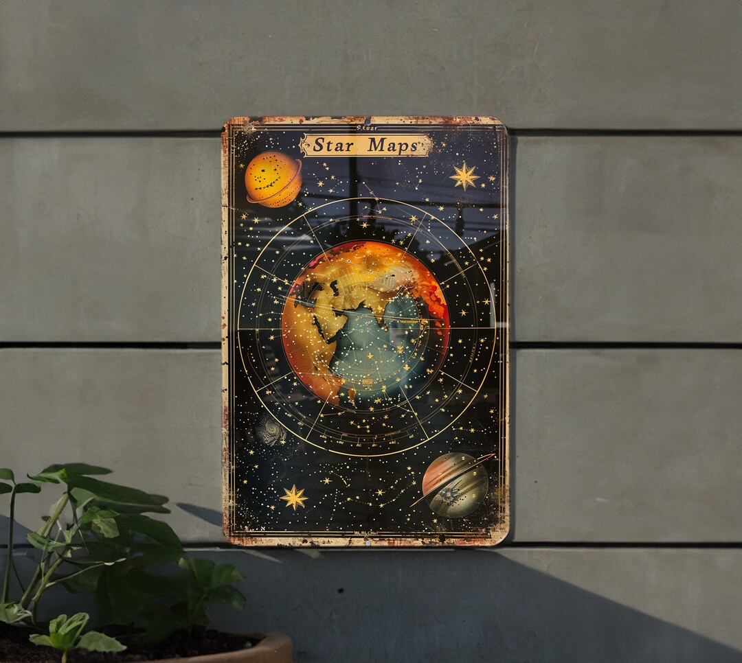 Vintage Tin Sign, Astronomy Star Maps, Metal Wall Art, Astronomer Gift ...