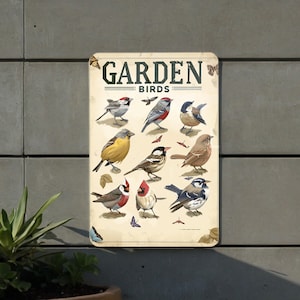 Metal Garden Birds Rustic Sign - Outdoor Decor, Metal Wall Art, Garden ...