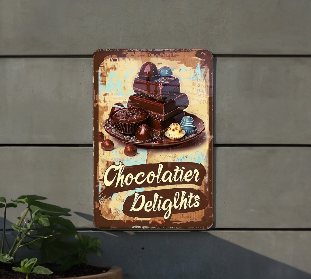 Chocolatier Decadent Delights Metal Sign - Vintage Style, Chocolate ...
