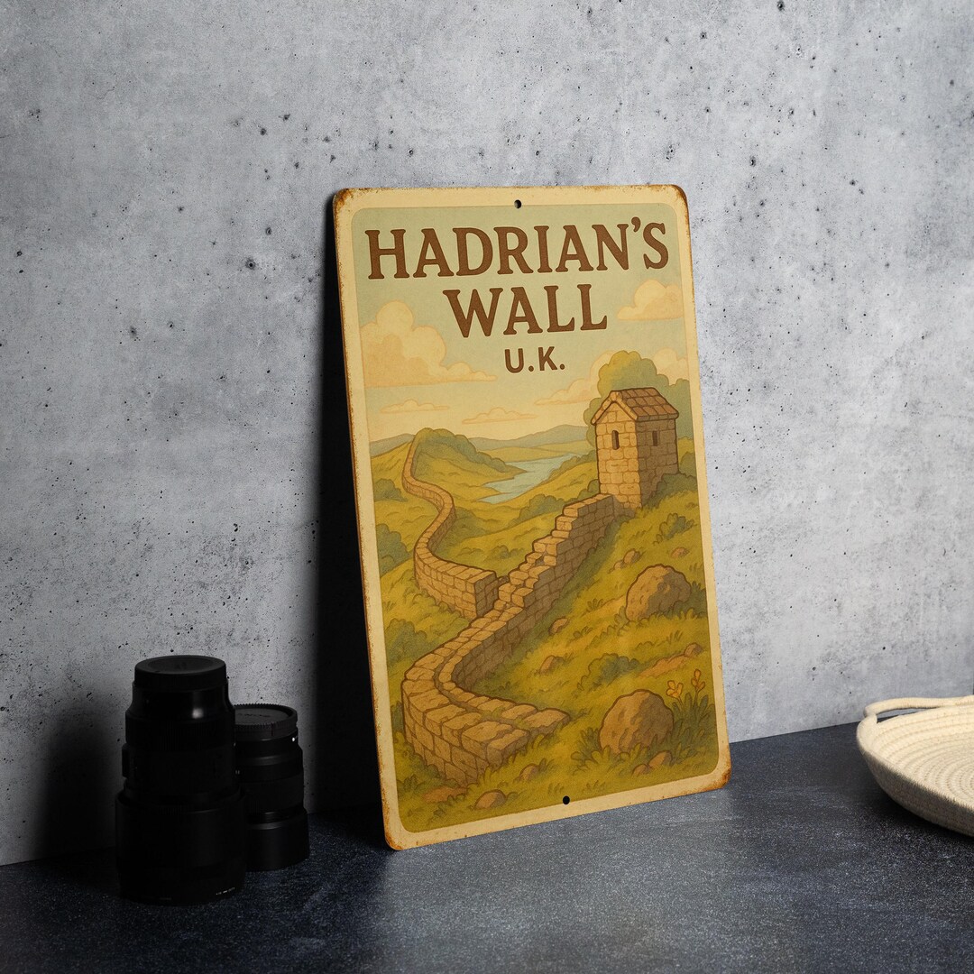 1950s Hadrian's Wall Tin Sign – Vintage Storybook Style Metal Art ...