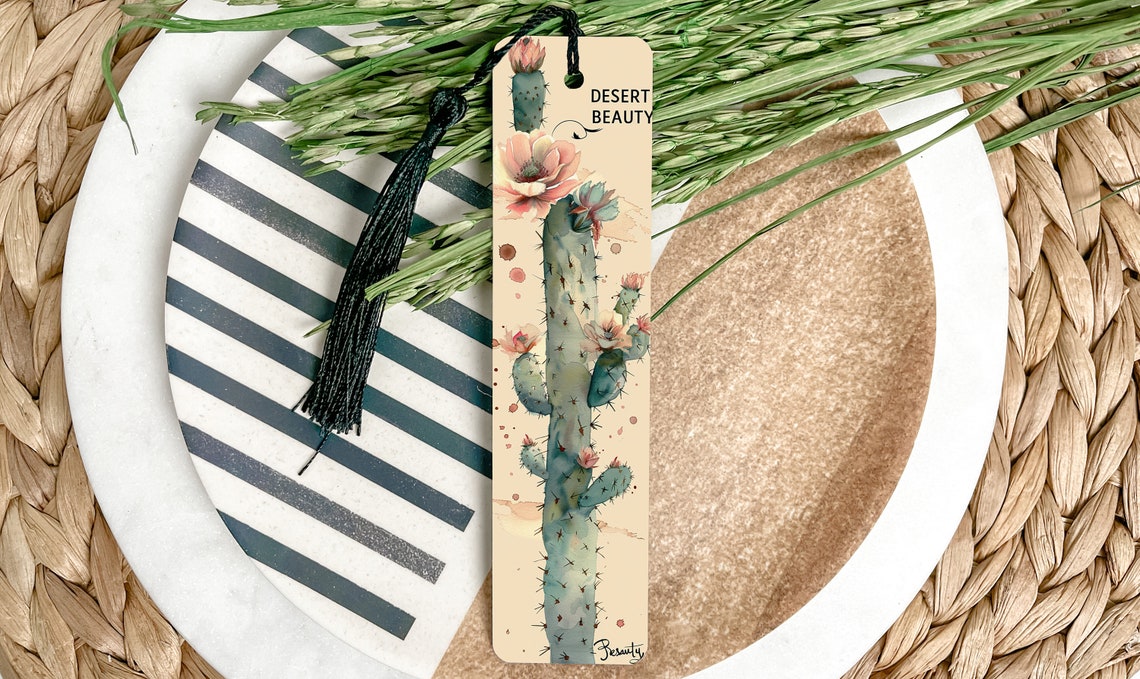 Desert Beauty Metal Bookmark, Watercolor Cactus, Artistic Bookmark ...