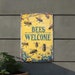 Vintage Style Metal Sign, Bees Welcome, Garden Decor, Rustic Home ...