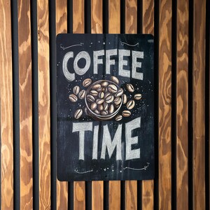 Coffee Time Metal Sign, Chalkboard Cafe Menu, Coffee Beans Decor ...