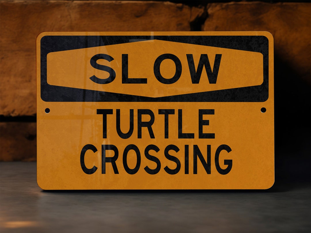 Slow Turtle Crossing Metal Sign, Outdoor Decor, Garden Sign, Road ...