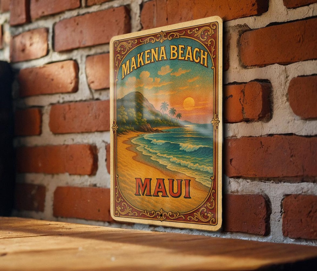 Victorian Makena Beach Maui Metal Sign – Chromolithograph Style, Ornate ...