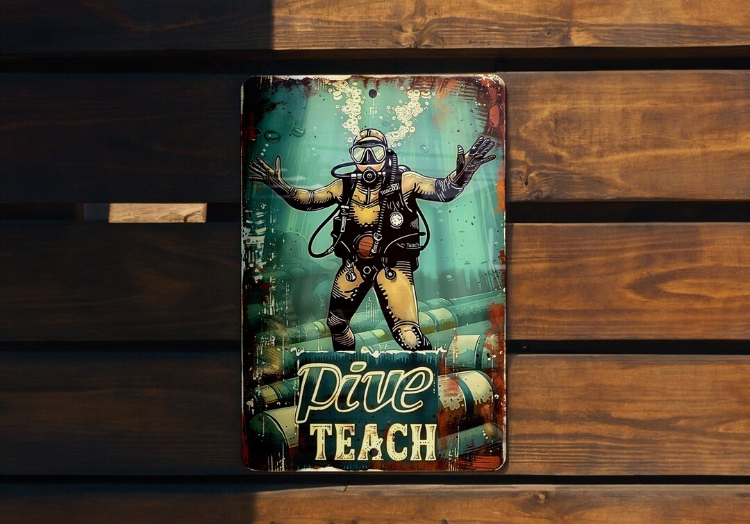 Scuba Instructor Vintage Aluminum Sign, Dive Teach Decor, Metal Scuba ...