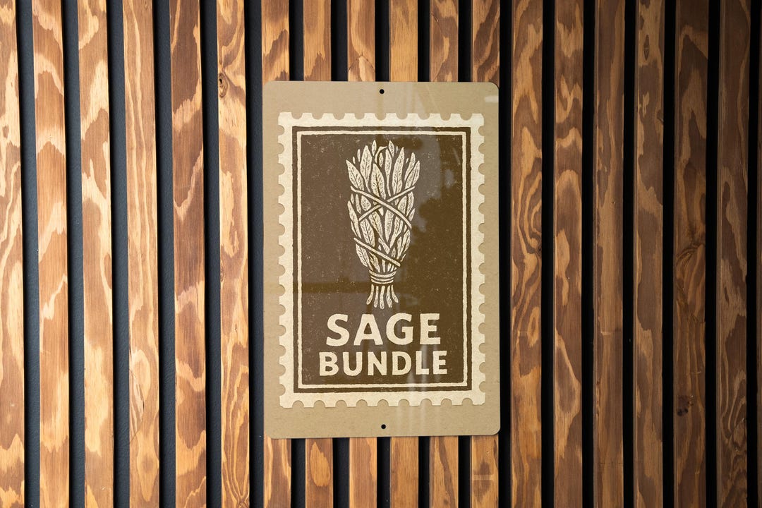 Sage Bundle Metal Sign – Boho Stamp Style Wall Art, Smudge Decor ...