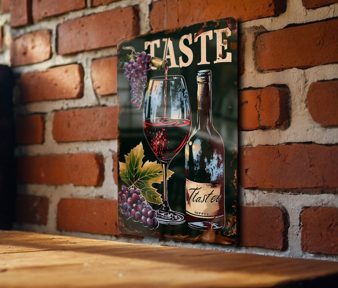 Vintage Style Wine Tasting Metal Sign - Funny, TASTE, Wall Decor, Gift ...