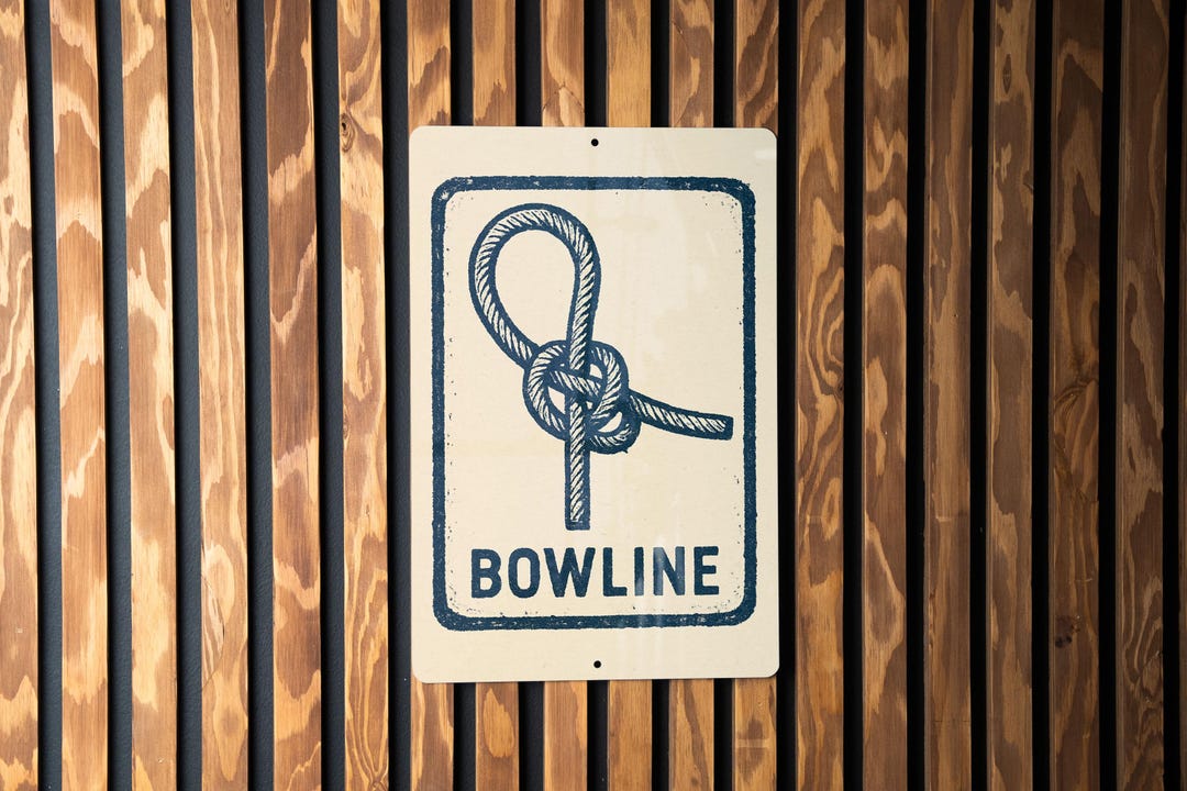 Bowline Knot Diagram Metal Sign – Nautical Stamp Style Wall Art for ...