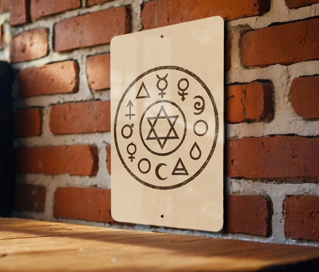 Alchemy Symbol Circle Metal Sign – Mystical Occult Wall Art, Esoteric ...