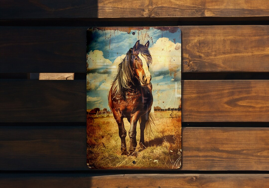 Shire Horse Vintage Metal Sign, Rustic Farmhouse Decor, Equestrian ...