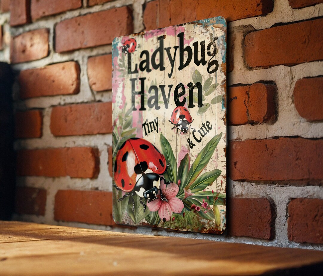 Ladybug Haven Metal Sign, Vintage Style Decor, Garden Art, Ladybug ...