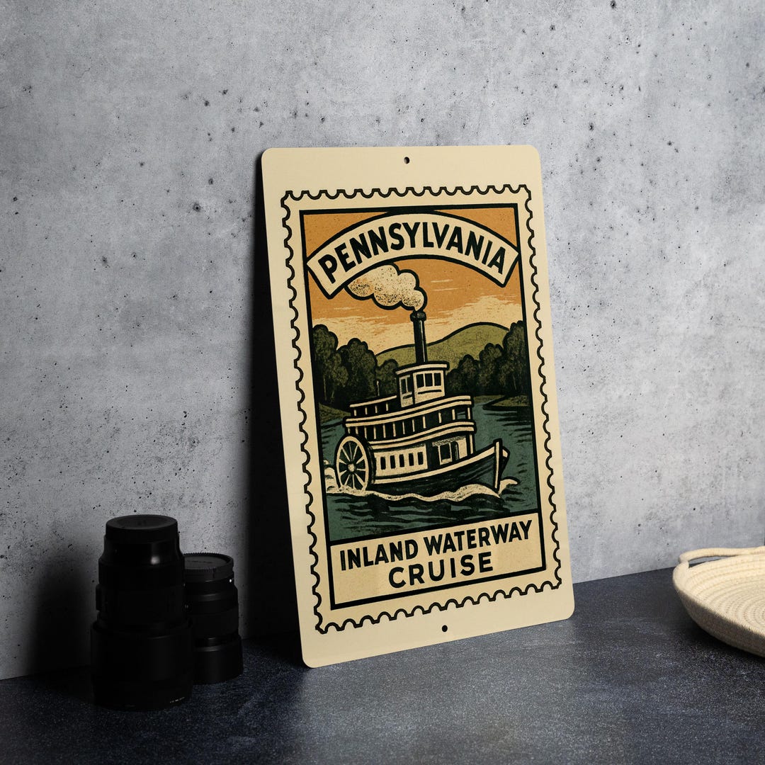 Pennsylvania Inland Waterway Cruise Metal Sign – Vintage Stamp Style ...