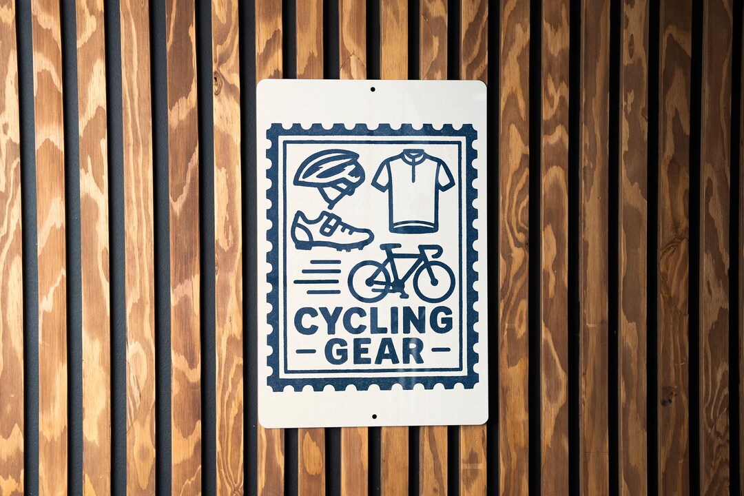 Vintage Cycling Gear Metal Sign – Retro Stamp Style Wall Art for Garage ...