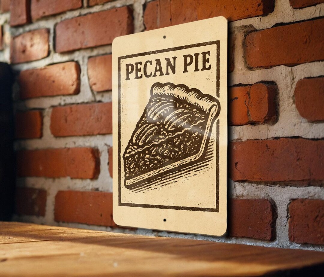 Pecan Pie Slice Metal Sign – Vintage Stamp Style Kitchen Wall Decor ...