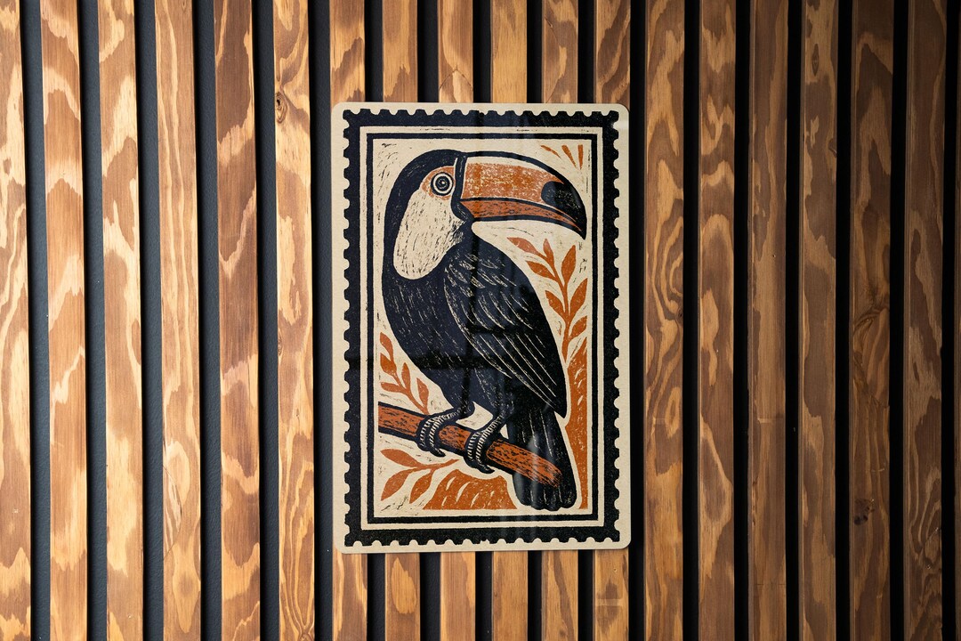 Toucan Stamp Style Metal Sign – Retro Wall Art Décor for Home, Bar, or ...