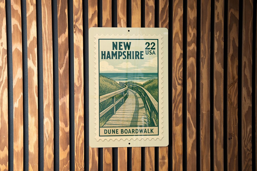 New Hampshire Dune Boardwalks Metal Sign – Vintage Stamp Style Wall Art ...