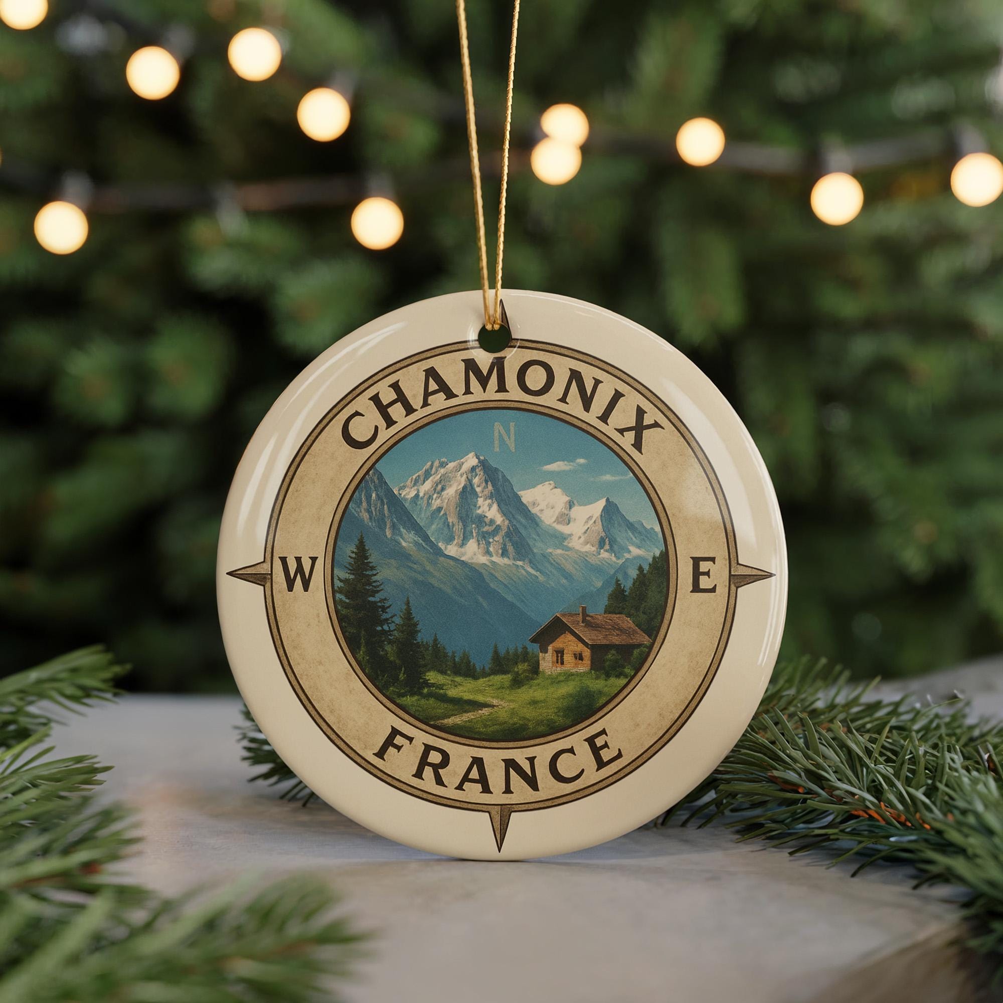 Chamonix France Compass Rose Map Ceramic Ornament – Iconic Mountain ...