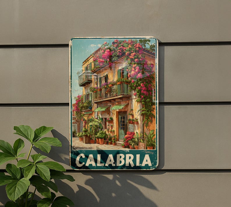 Calabria Travel Poster Retro Tin Sign – Vintage-style Italian Wall ...