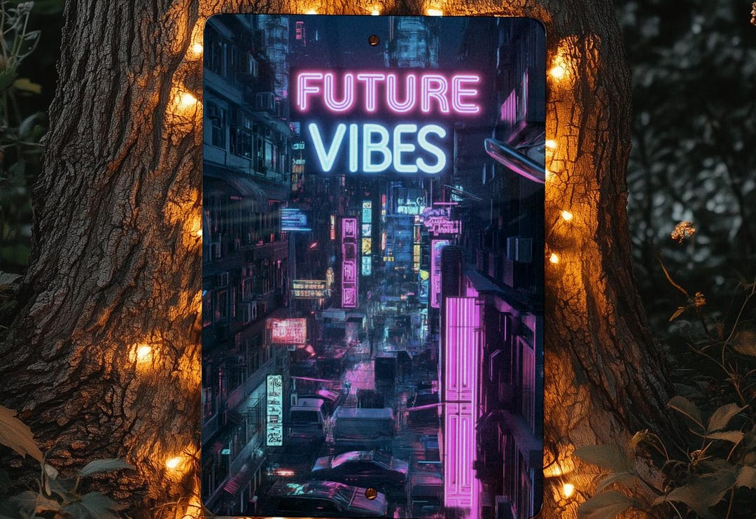 Neon Dreams Cyberpunk Metal Sign, Futuristic Wall Art, Electric Pink ...