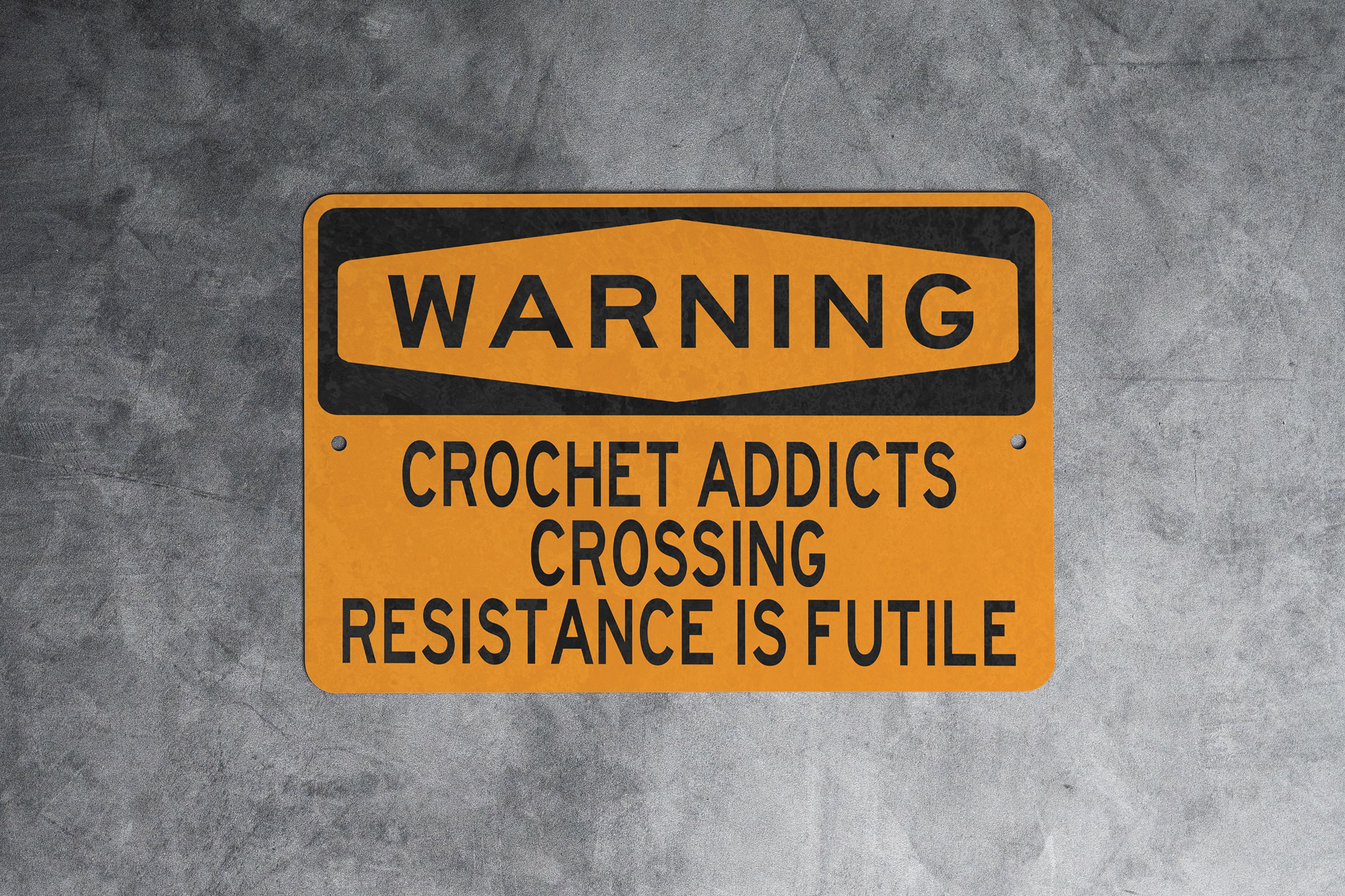 CROCHET ADDICTS CROSSING Metal Sign, Craft Room Decor, Yarn Lovers ...