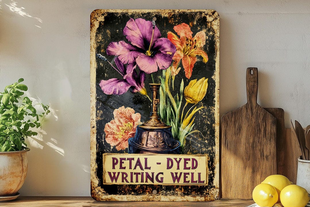 Vintage Style Tin Sign, Iris Ink Fountain, Petal-dyed Writing Well ...