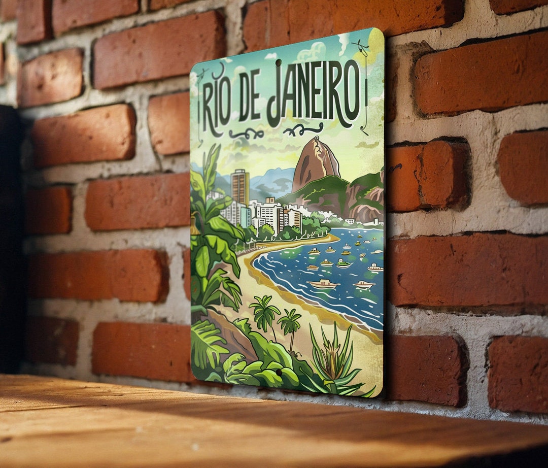 Retro Cartoon's Rio De Janeiro Visit Metal Sign | Vintage, Travel ...