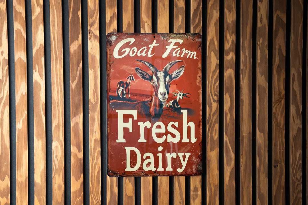 Goat Farm Sign, Fresh Dairy Decor, Vintage Metal Sign, Goat Milk Sign ...
