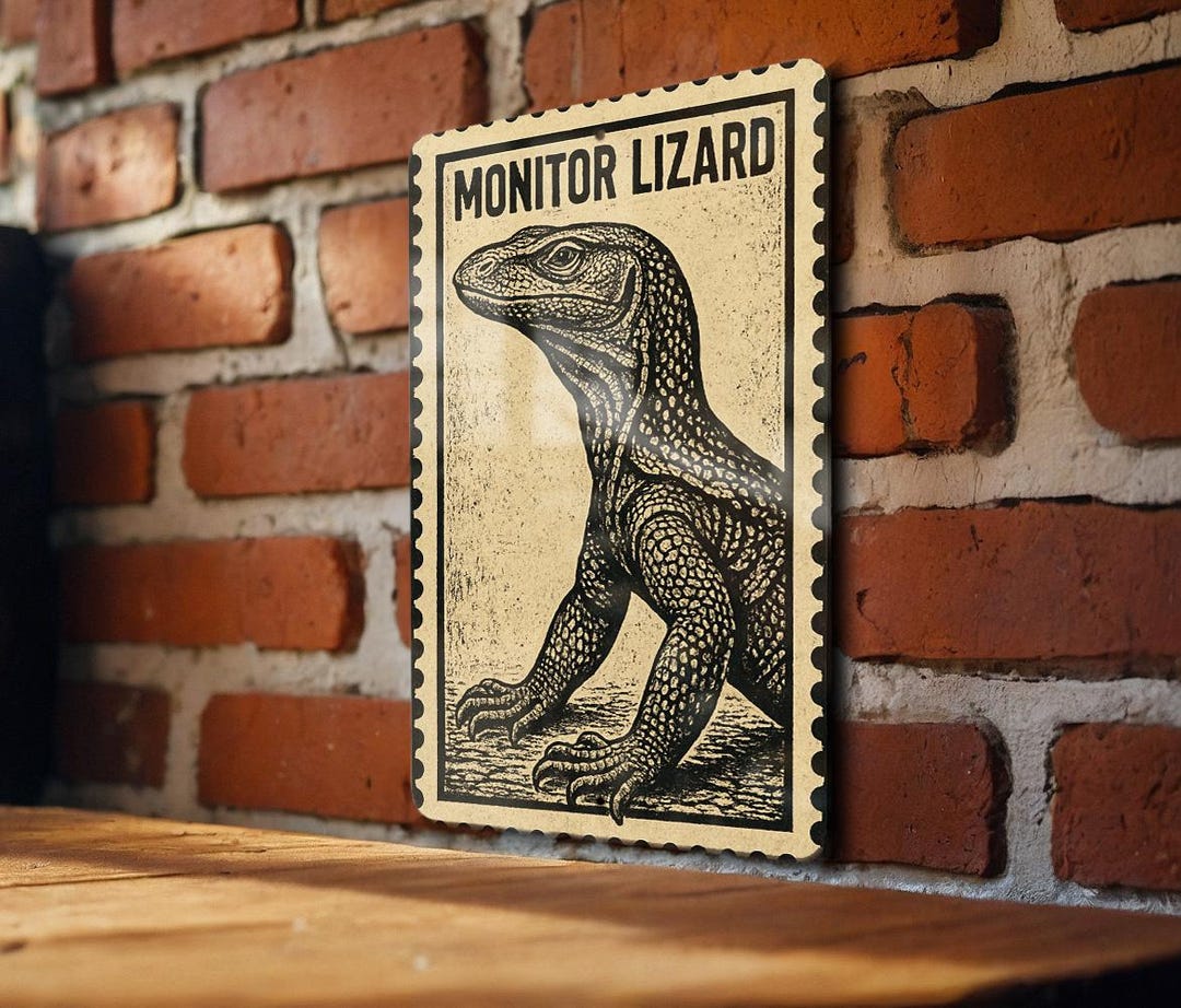 Monitor Lizard Metal Sign Vertical 23" – Vintage Reptile Wall Art ...
