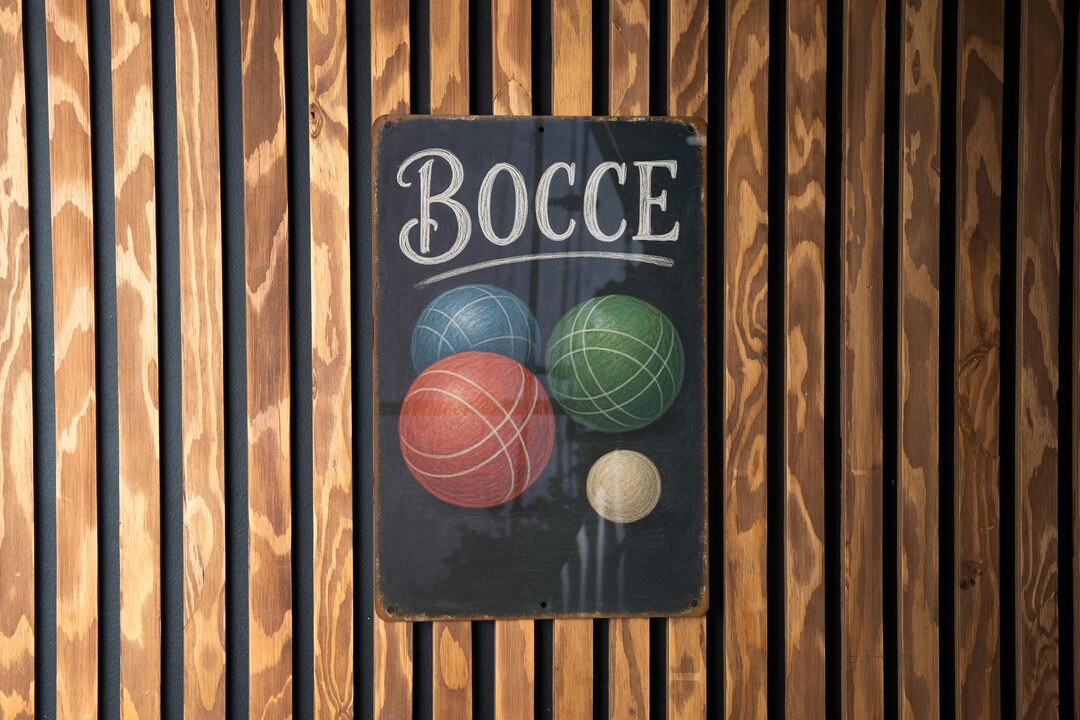 Retro Bocce Chalkboard Metal Sign – Hand-drawn Vintage Wall Decor ...