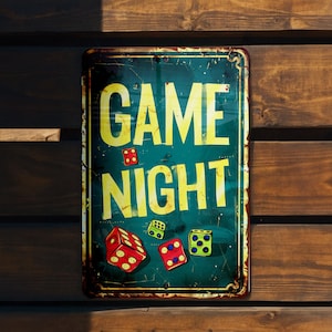 Game Night Vintage Style Metal Sign - Family Game Night, Board Games ...