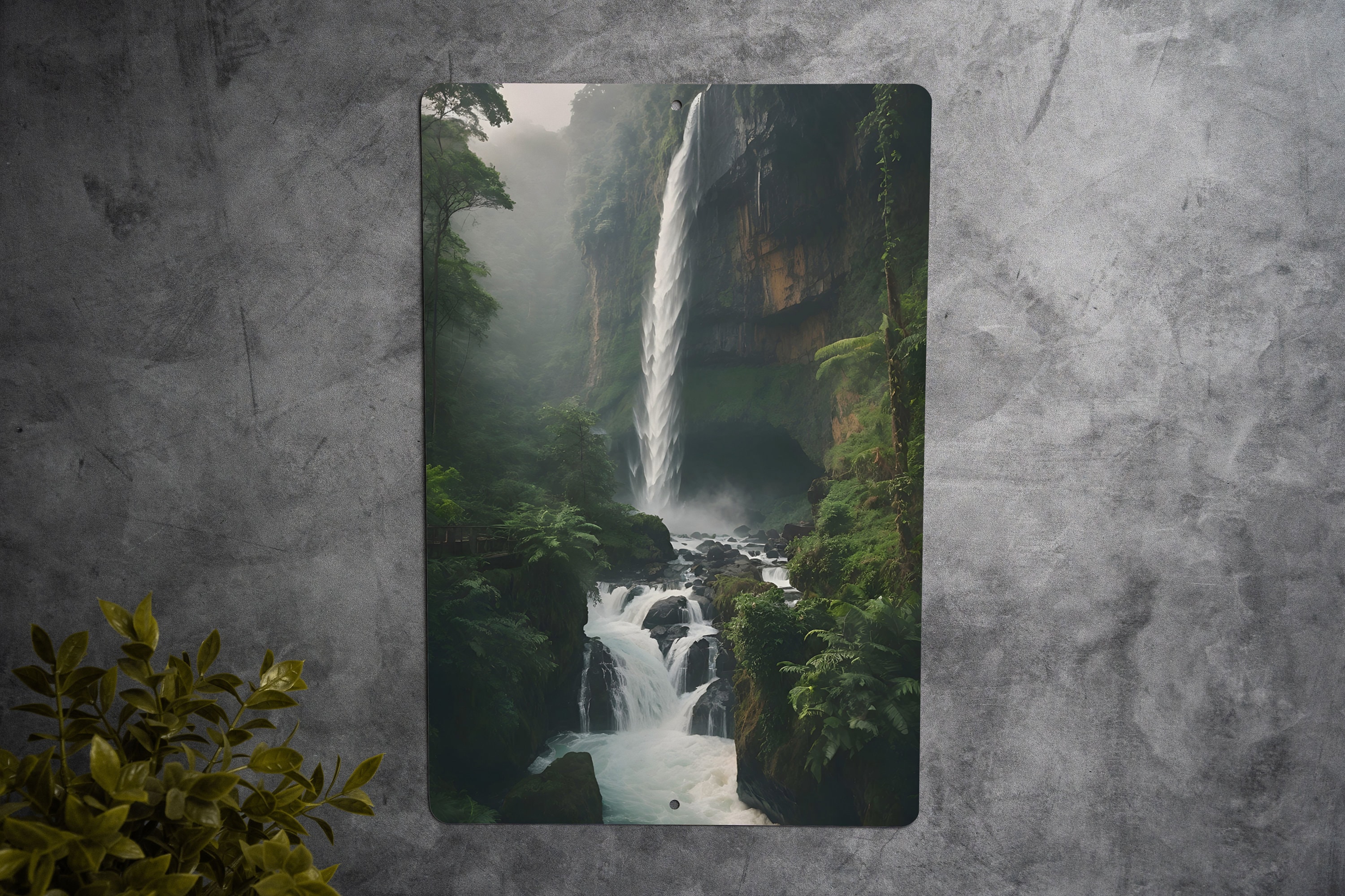 Realistic Waterfall Wall Art Metal Sign Nature's Majesty, Serene ...