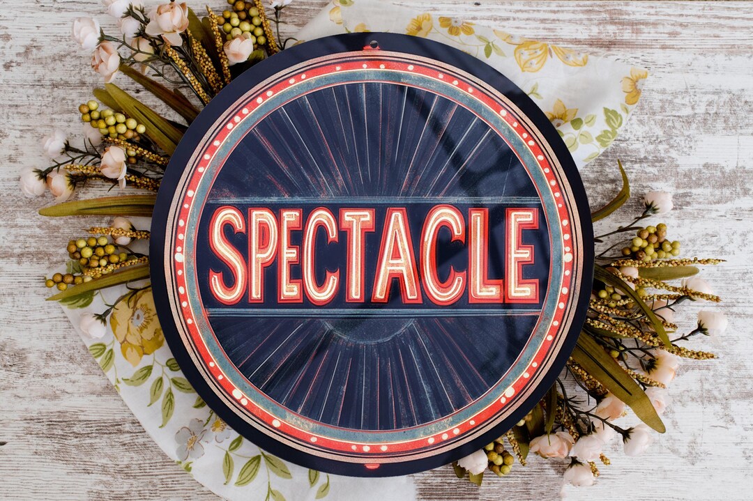 Neon Nostalgia Glow Sign, Round Metal Sign, Luminous Reds Blues ...