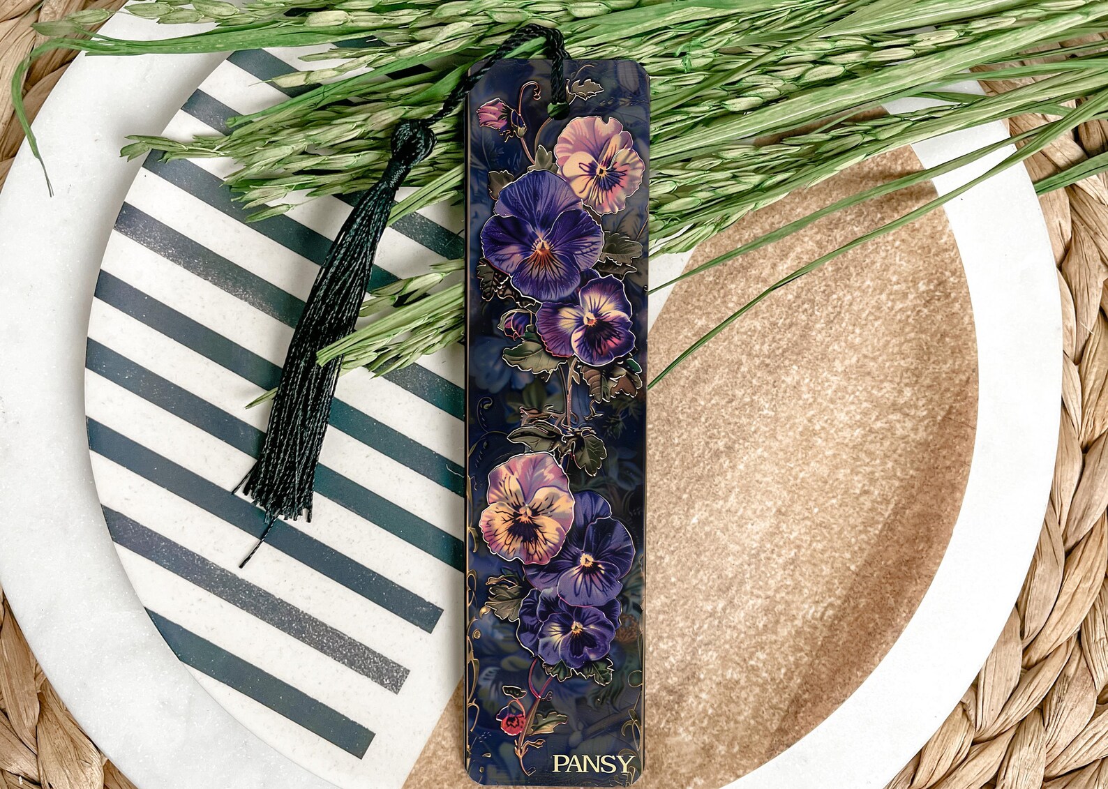 Floral Bookmark, Pansy Text, Metal Bookmark, Reading Accessory, Book ...