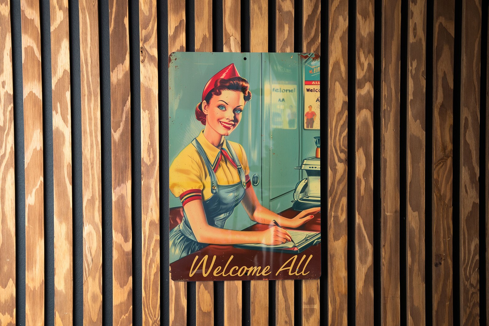 Receptionist Welcome Sign, Vintage Style, Aluminum Metal, All ...