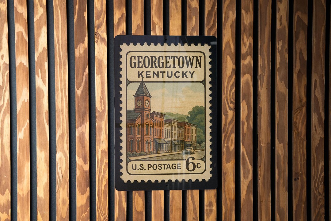 Georgetown Kentucky Metal Sign Featuring Retro Postage Stamp Design ...