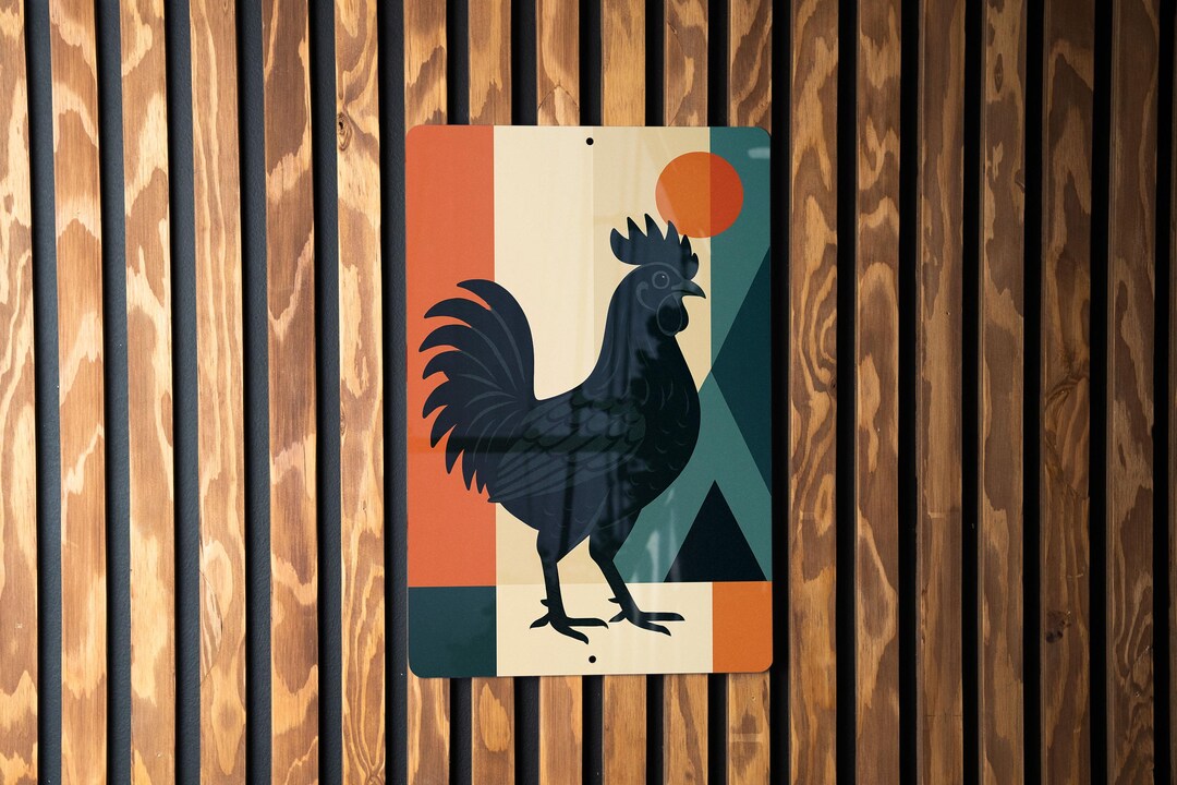 Ayam Cemani Chicken Metal Sign – Mid-century Modern Geometric Wall Art ...