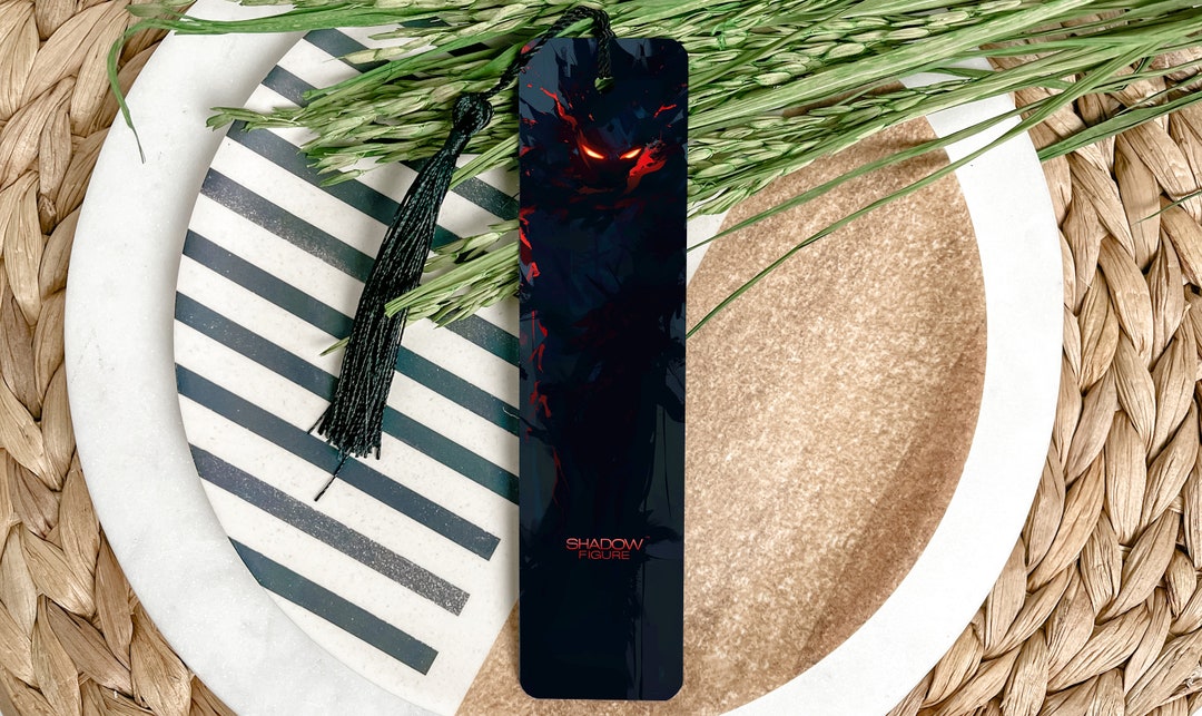 Dark Figure Bookmark, Glowing Eyes Shadow, Metal Bookmark, Shadow ...
